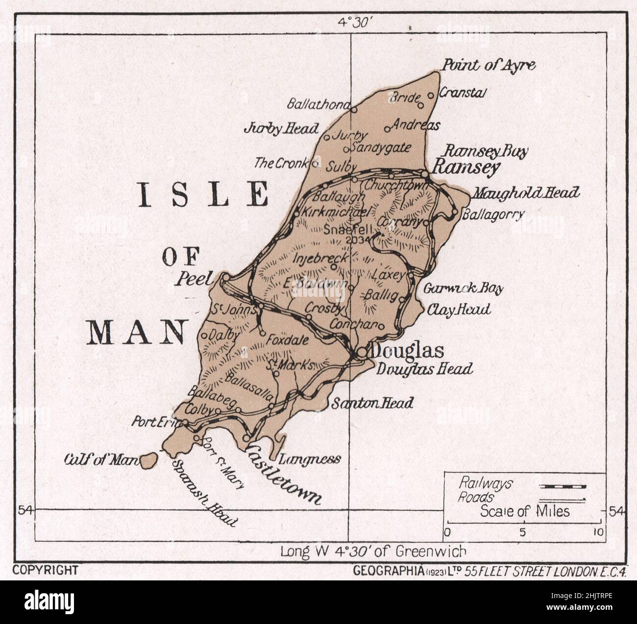 Map of The Isle of Man (1913 Stock Photo - Alamy