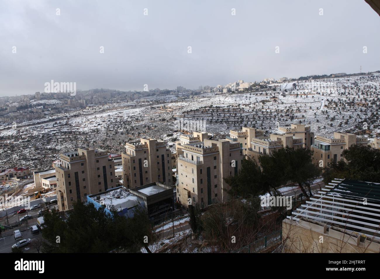 Snow in Jerusalem and the surrounding mountains Stock Photo - Alamy