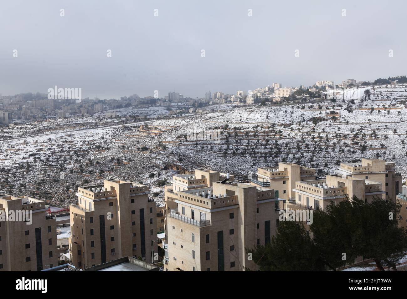 Snow in Jerusalem and the surrounding mountains Stock Photo - Alamy