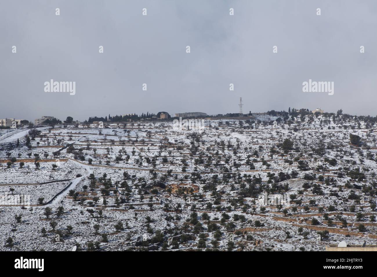 Snow in Jerusalem and the surrounding mountains Stock Photo - Alamy