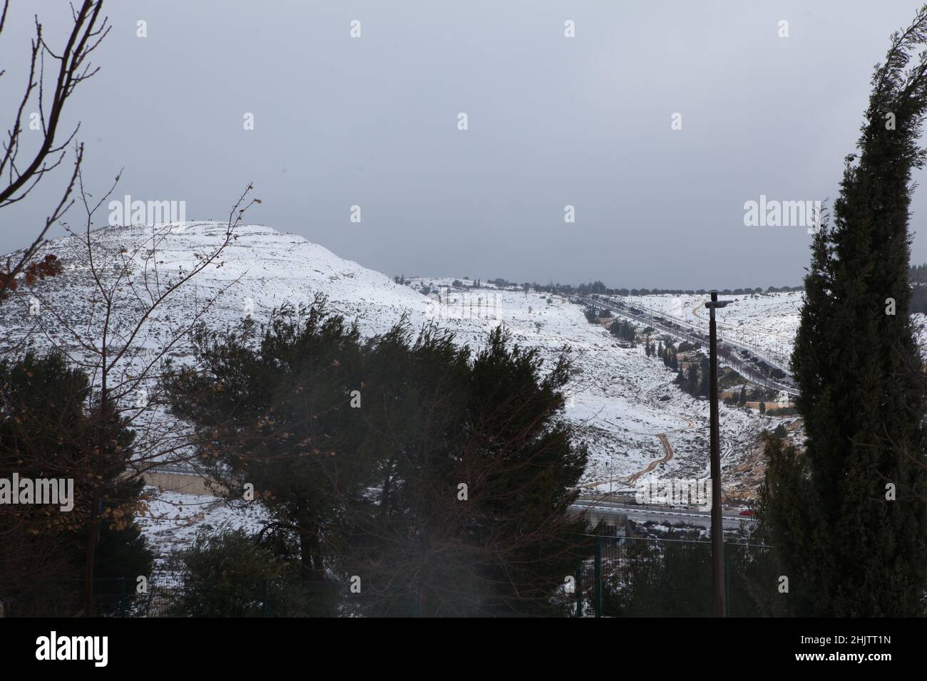 Snow in Jerusalem and the surrounding mountains Stock Photo - Alamy
