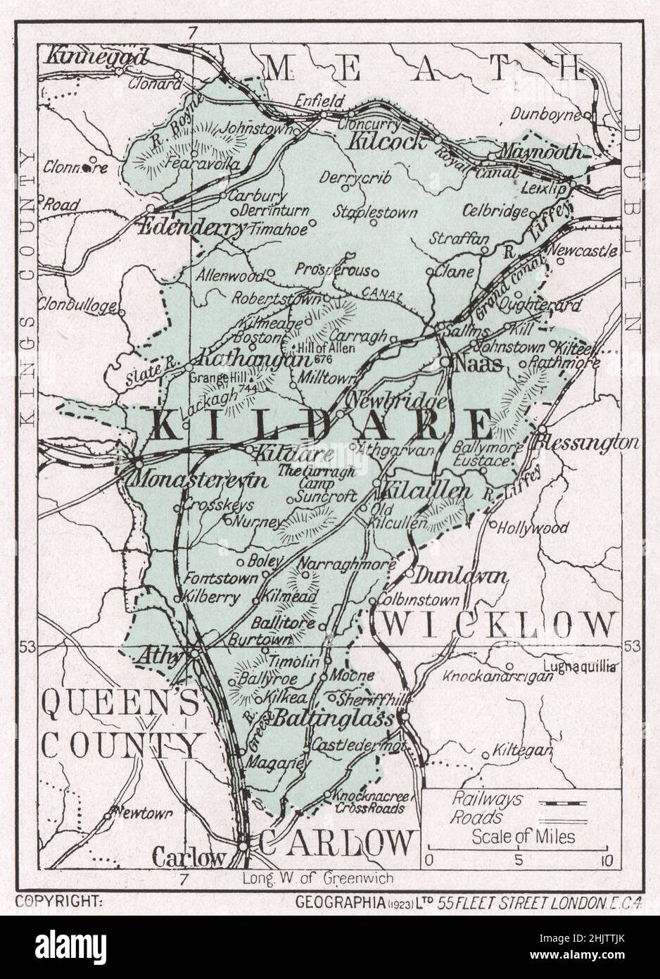 Map of County Kildare (1913 Stock Photo - Alamy