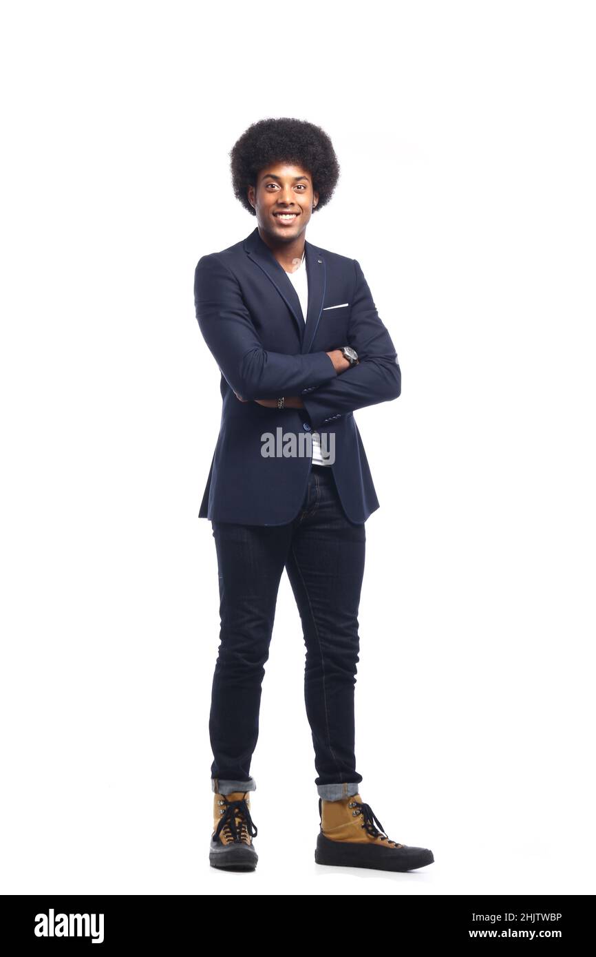 Beautiful full body happy black fashion man Stock Photo - Alamy