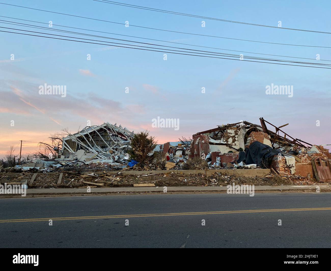 Mayfield, KY, USA--December 24, 2021--Buildings in the downtown ...