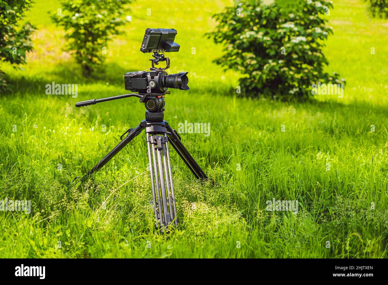 a professional cinema camera on a commercial production set Stock Photo ...