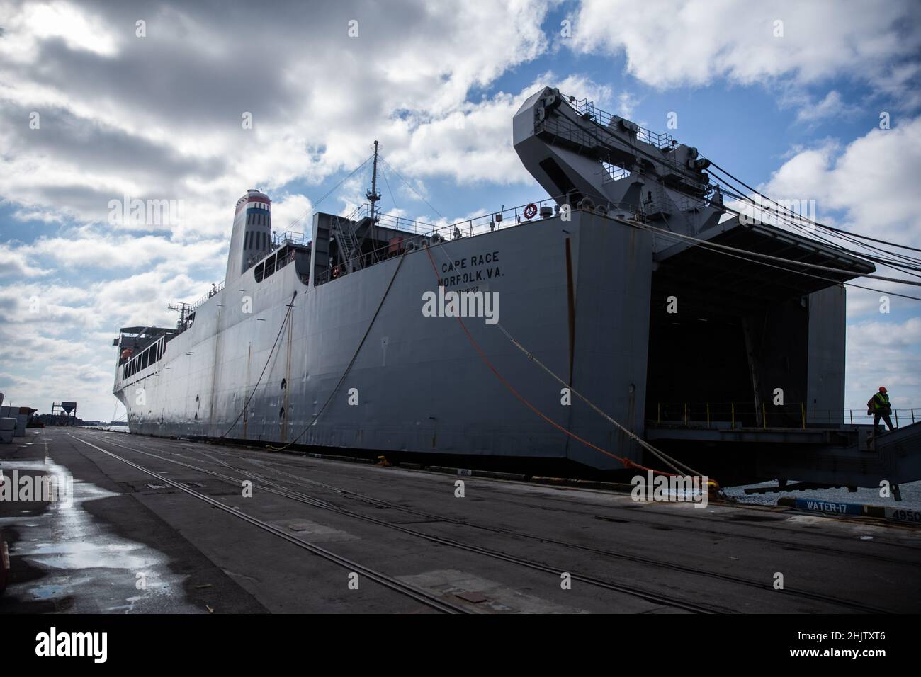 The Military Sealift Command marine vessel Cape Race (T-AKR-9960) at ...