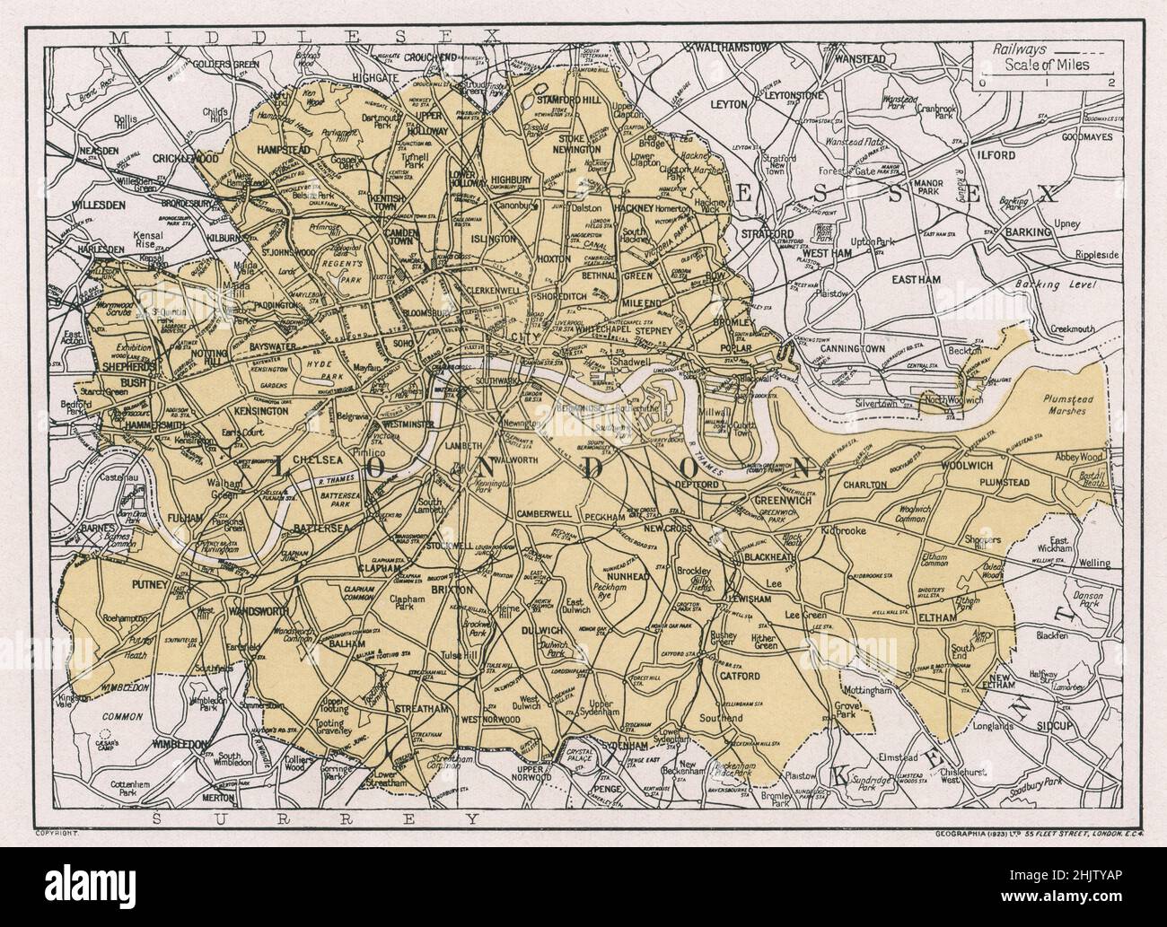 Map of London (1913 Stock Photo - Alamy