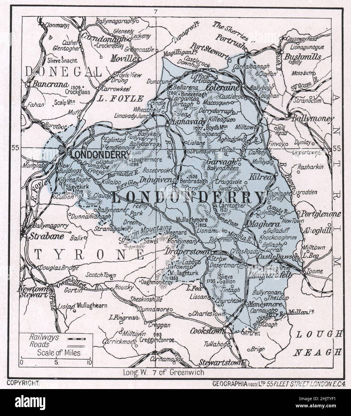 Map of Co. Londonderry. County Londonderry (1913 Stock Photo - Alamy