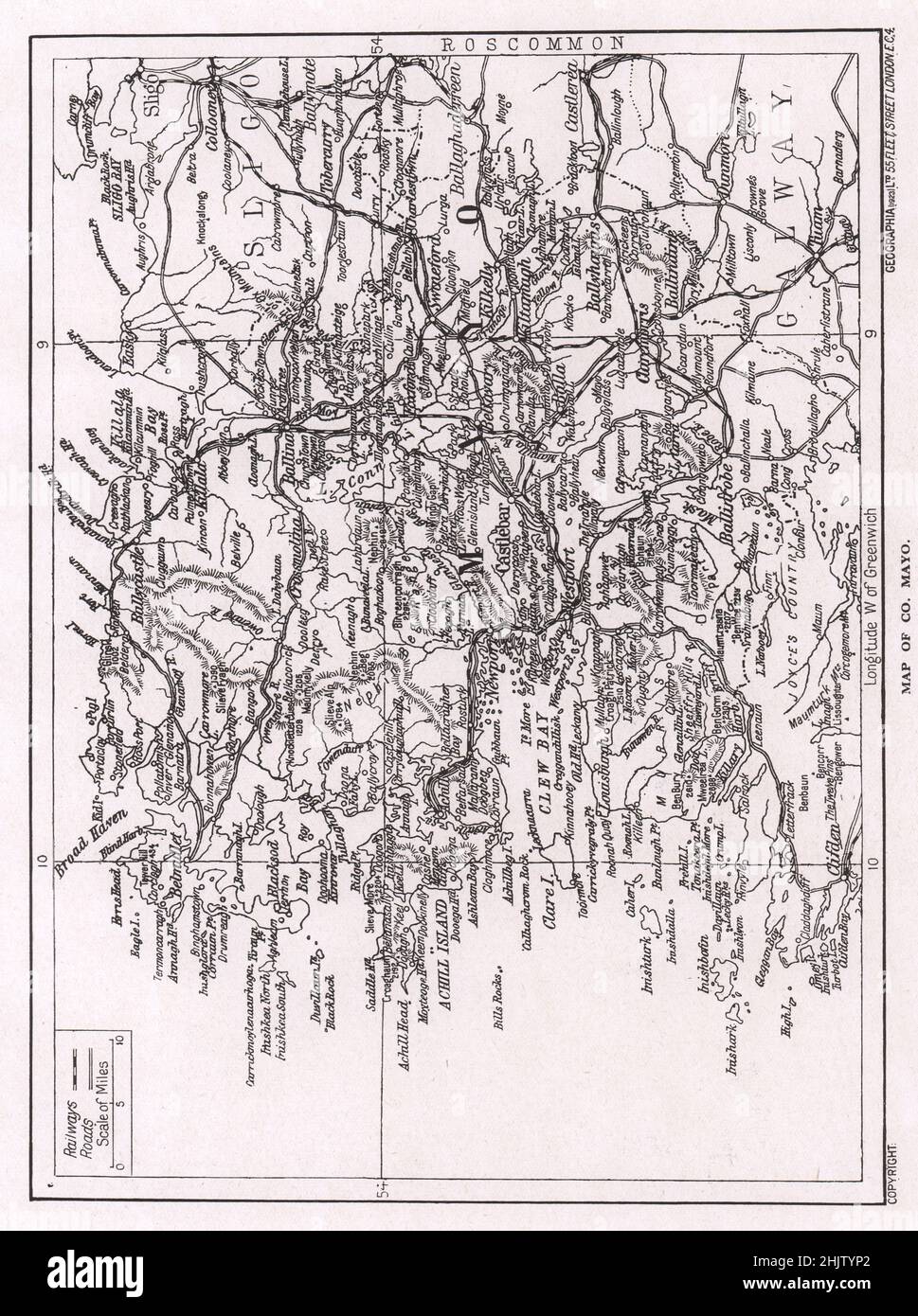 Map of Co. Mayo. County Mayo (1913 Stock Photo - Alamy