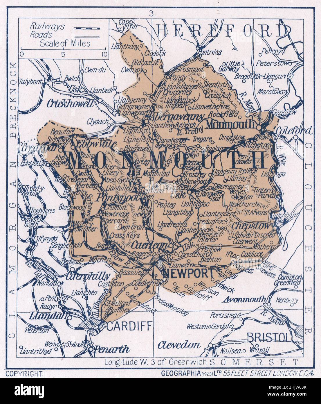 Map of Monmouthshire (1913 Stock Photo - Alamy