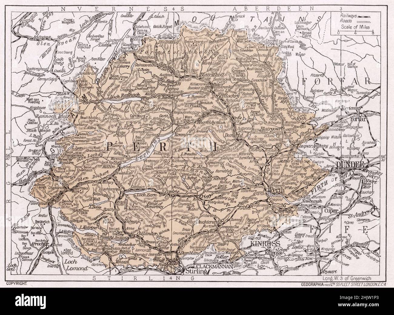 Map of Perthshire (1913 Stock Photo - Alamy