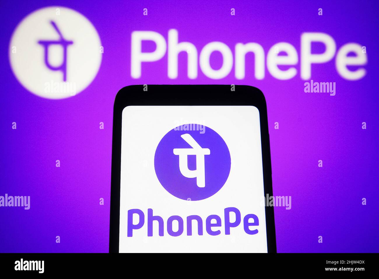 In this photo illustration, a PhonePe logo of an Indian digital ...