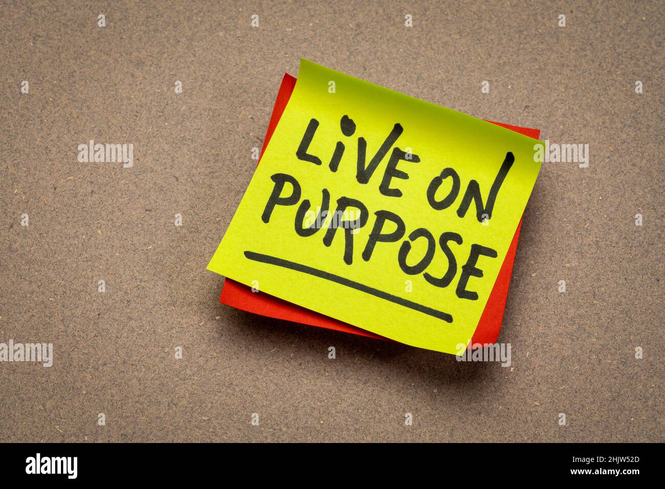 Live on purpose inspirational note - handwriting on a sticky note ...