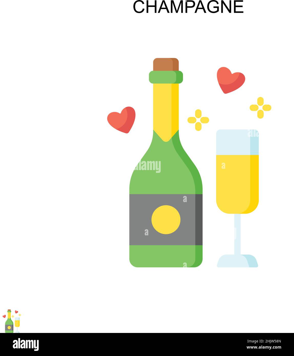 Champagne Simple vector icon. Illustration symbol design template for ...