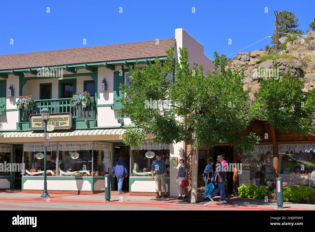 The quaint downtown of this popular summer resort, Estes Park CO Stock ...