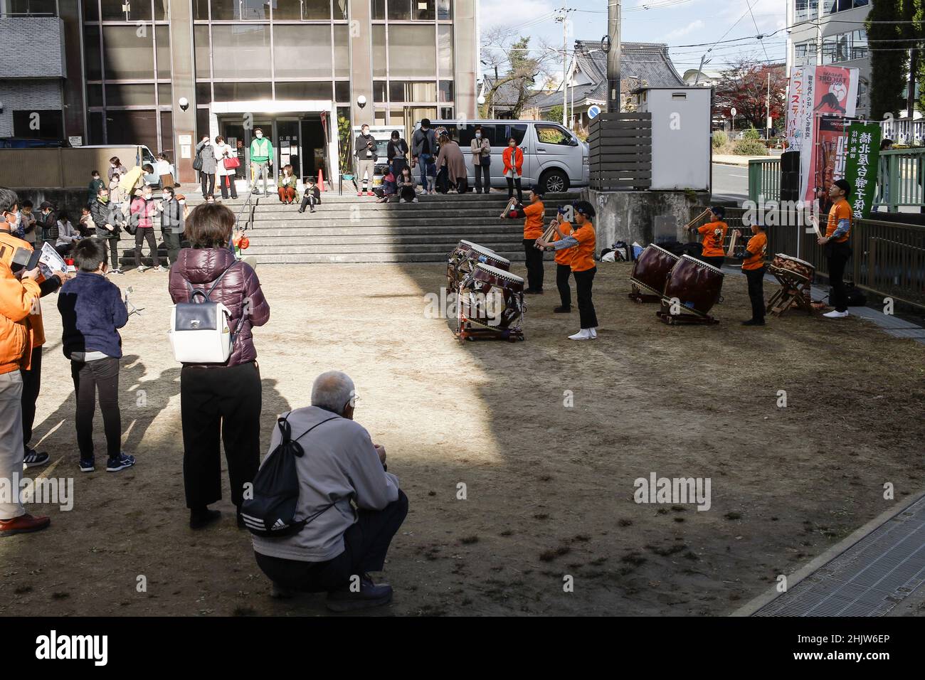 iida, nagano, japan, 2021/27/11 , drum taiko event during iida festival near the Iida puppet ...