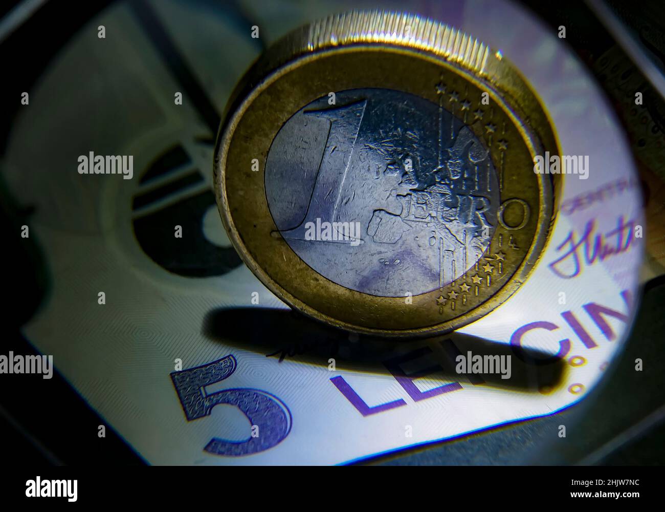 Bucharest, Romania - February 02, 2022: One EURO coin and its ...