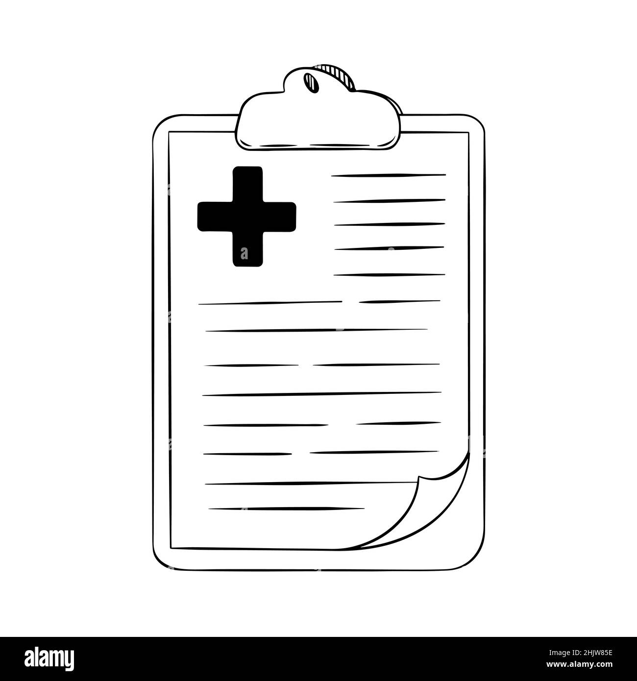 Hand drawn clipboard with medical document. Doctor report isolated on ...