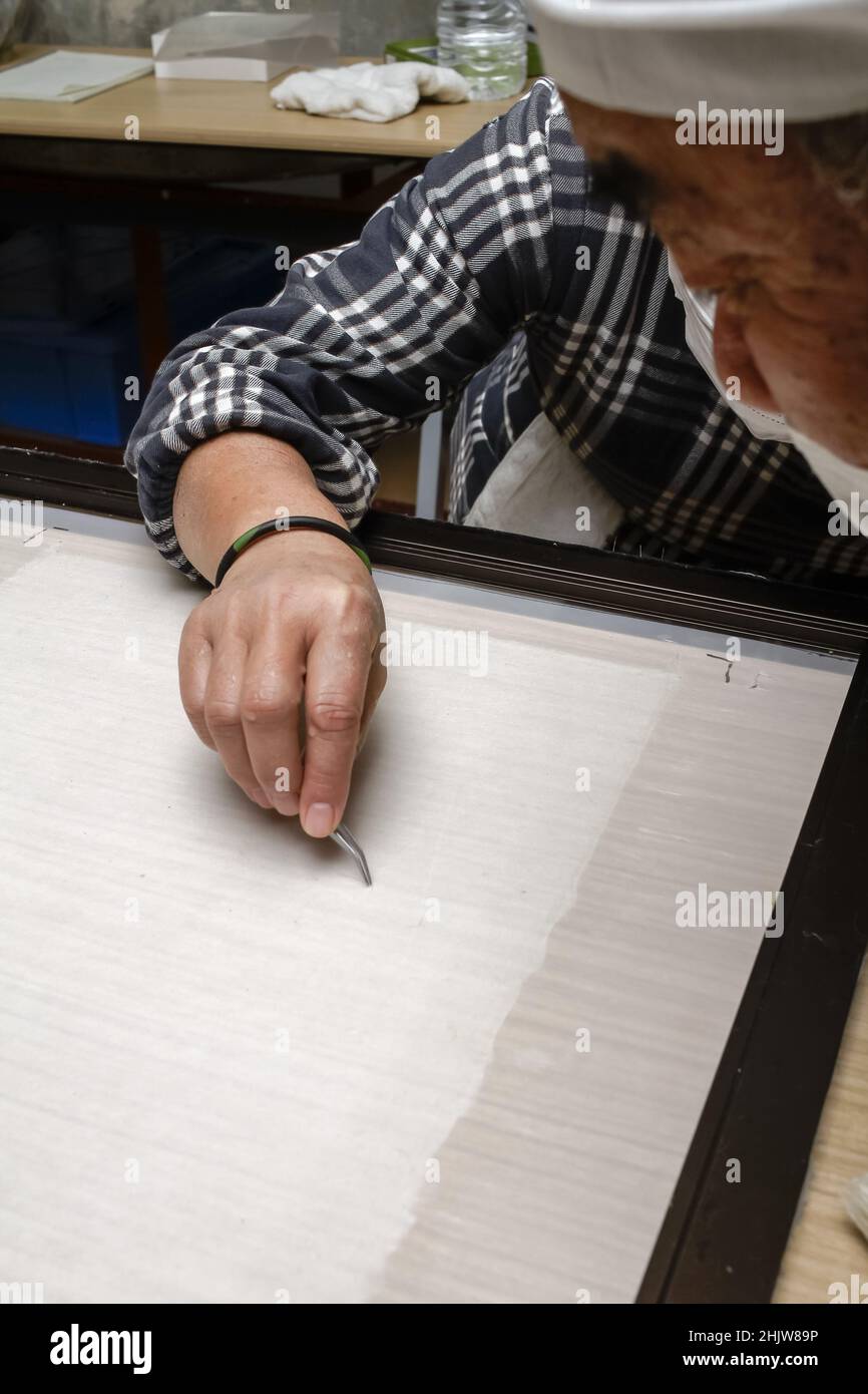iida, nagano, japan, 2021/23/11 , local craftsman while producing ...