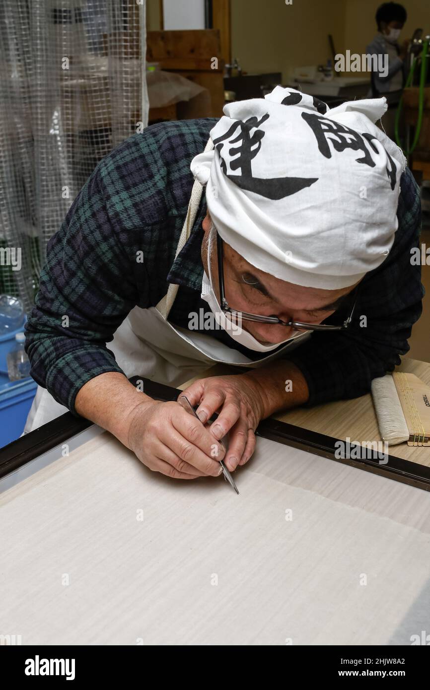 iida, nagano, japan, 2021/23/11 , local craftsman while producing ...