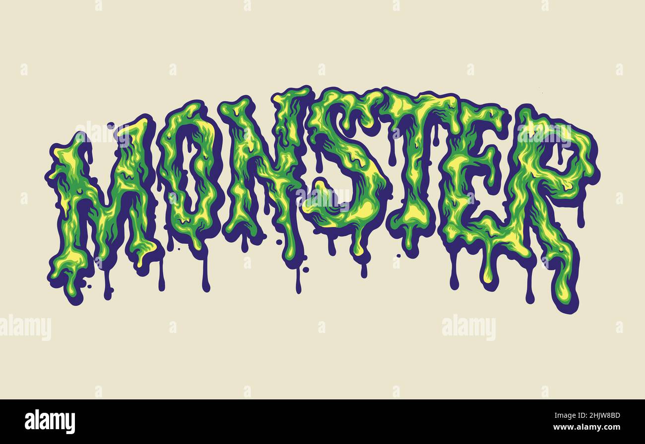 Melted Monster Font Hand Lettering Vector illustrations for your work ...