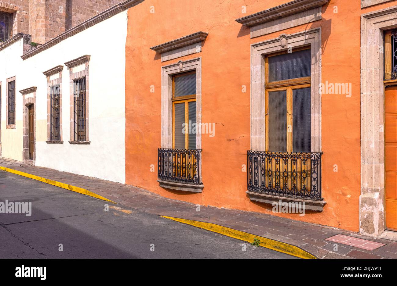 Morelia, Michoacan, colorful streets and colonial houses in Morelia ...