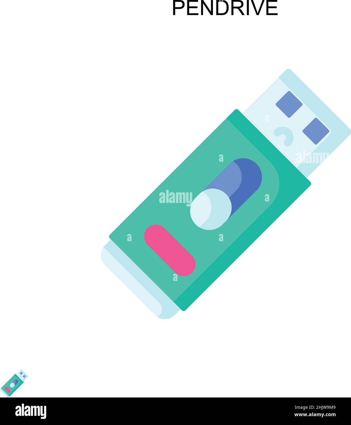 Pendrive Simple vector icon. Illustration symbol design template for ...