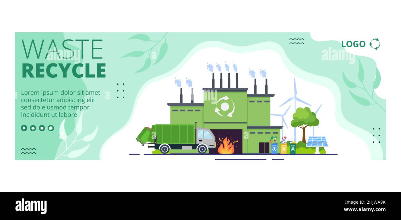 Recycle Process with Trash Cover Template Flat Illustration Editable of ...