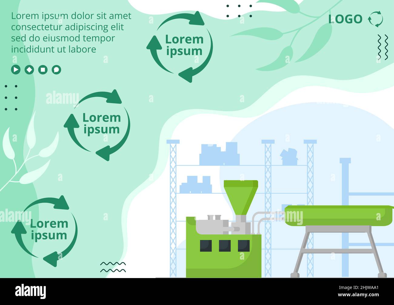 Recycle Process with Trash Brochure Template Flat Illustration Editable ...