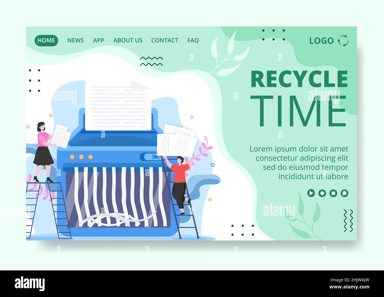 Recycle Process with Trash Landing Page Template Flat Illustration ...