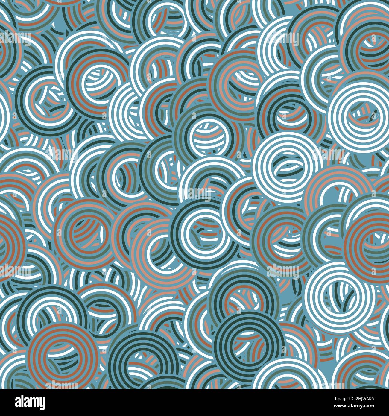 Seamless concentric circle in retro colors dizzy surface pattern design ...