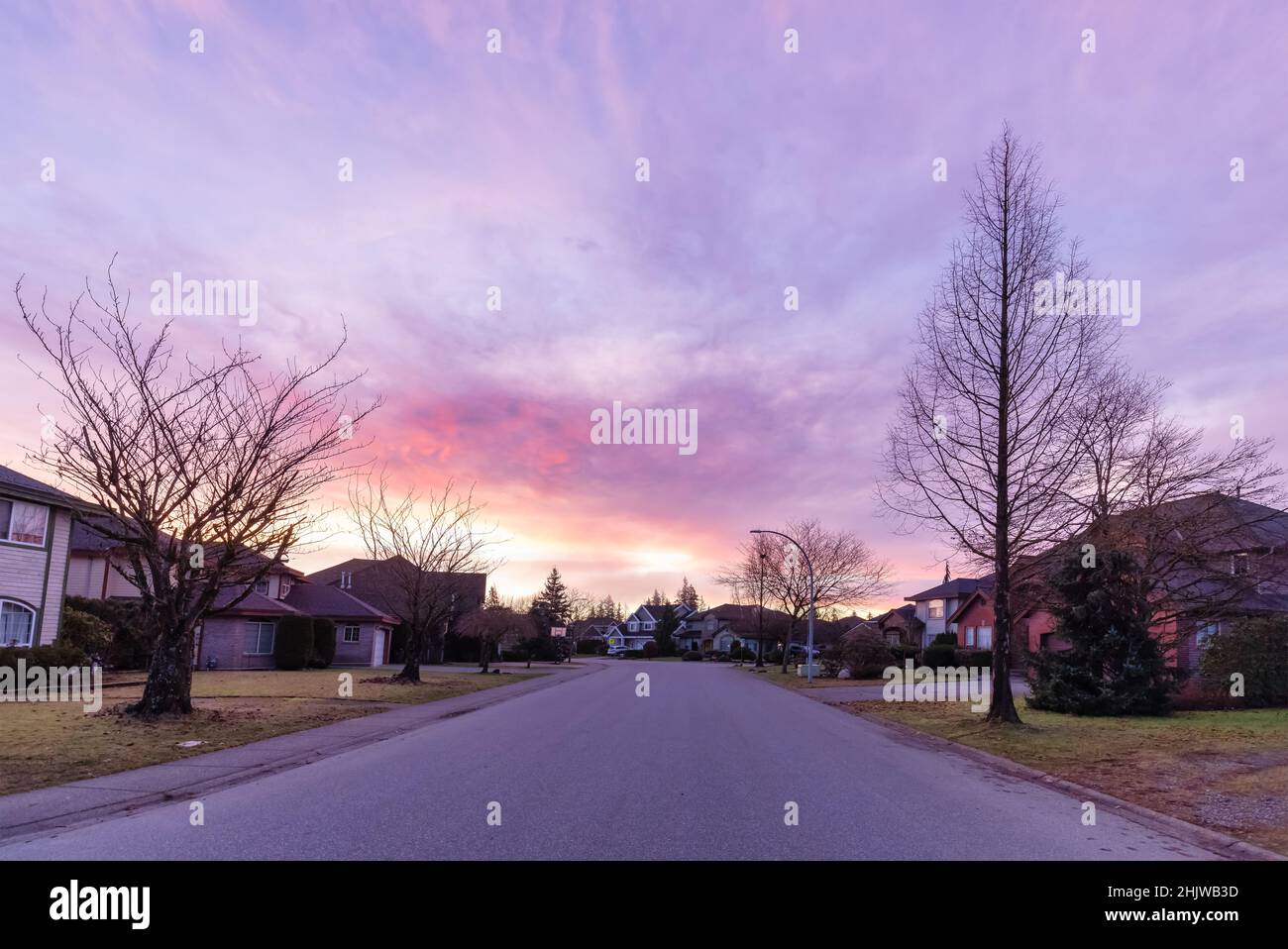 Beautiful Street view in the Residential Neighborhood Stock Photo - Alamy