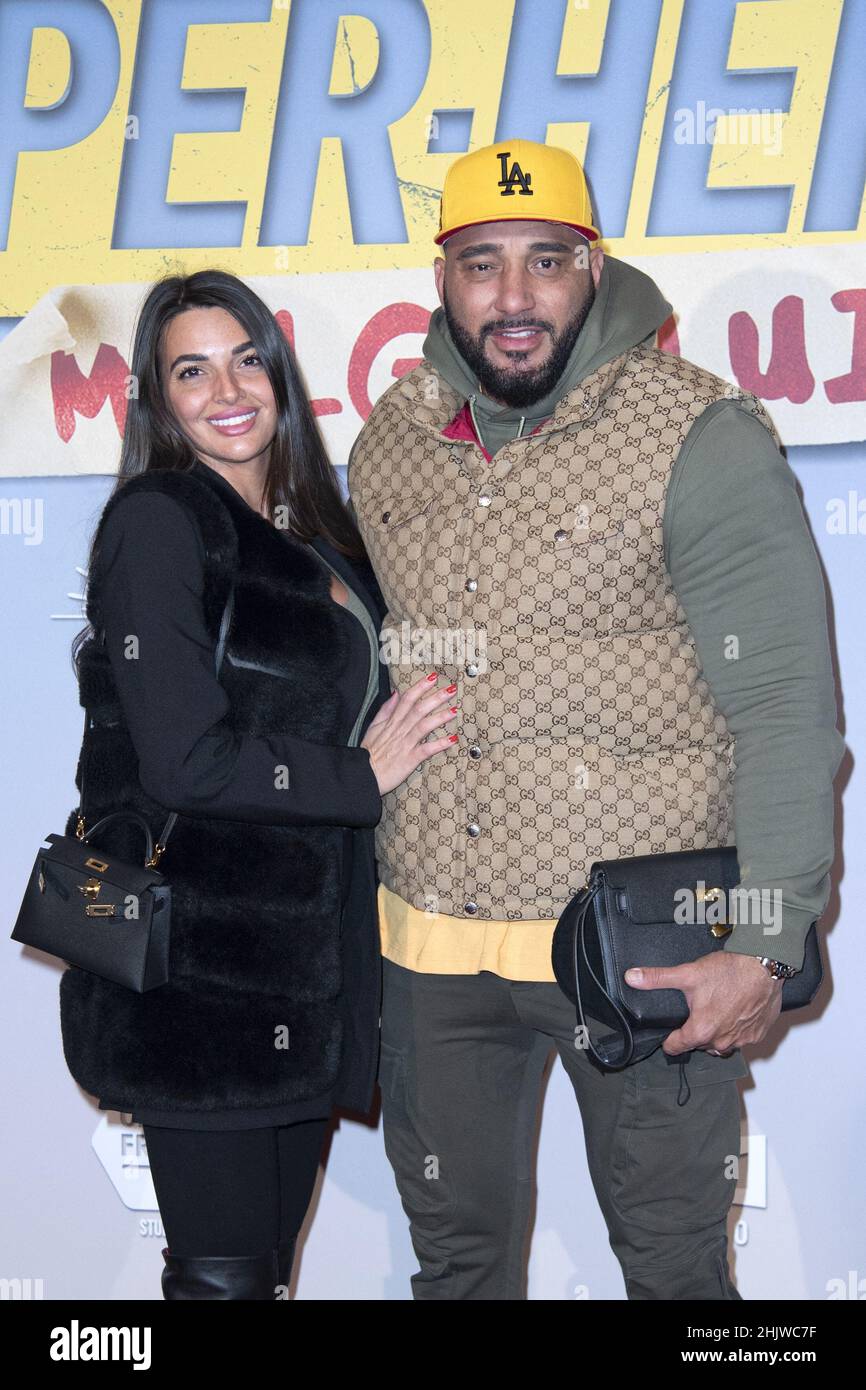Kamel Guenfoud and guest attending the Super Heros Malgre Lui Premiere ...