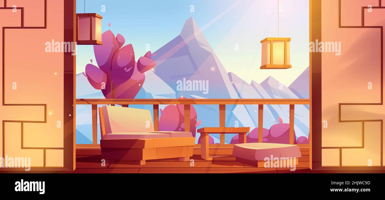 Japanese building veranda Stock Vector Images - Alamy