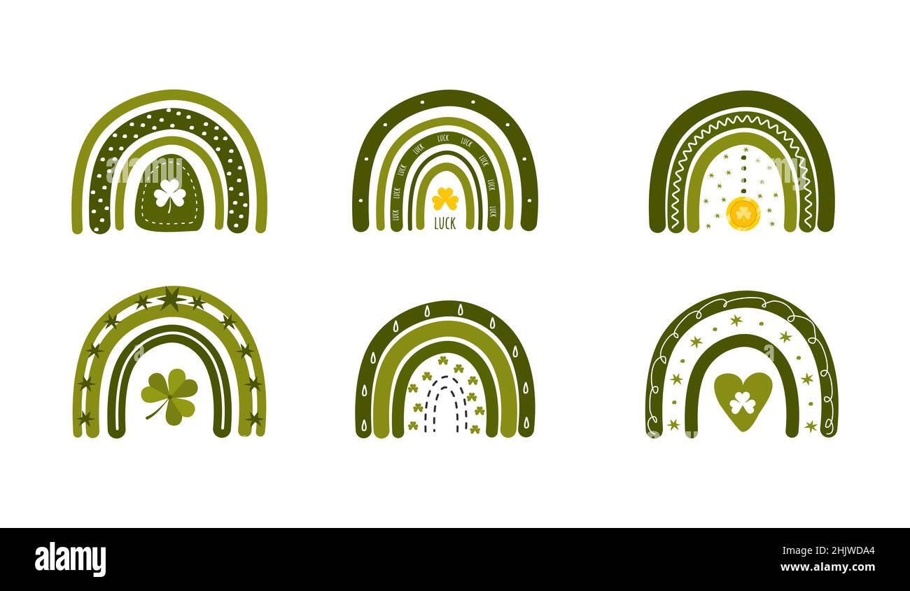 St. Patrick day rainbow in boho style. Bohemian clipart for irish ...