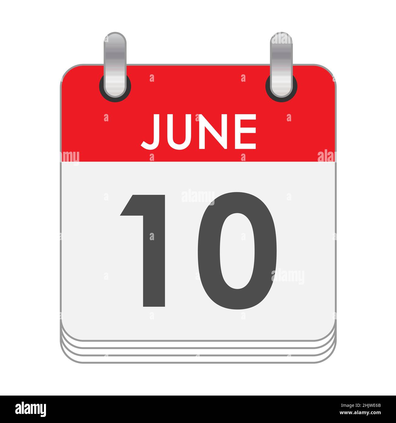 JUNE 10. A leaf of the flip calendar with the date of JUNE 10. Flat ...