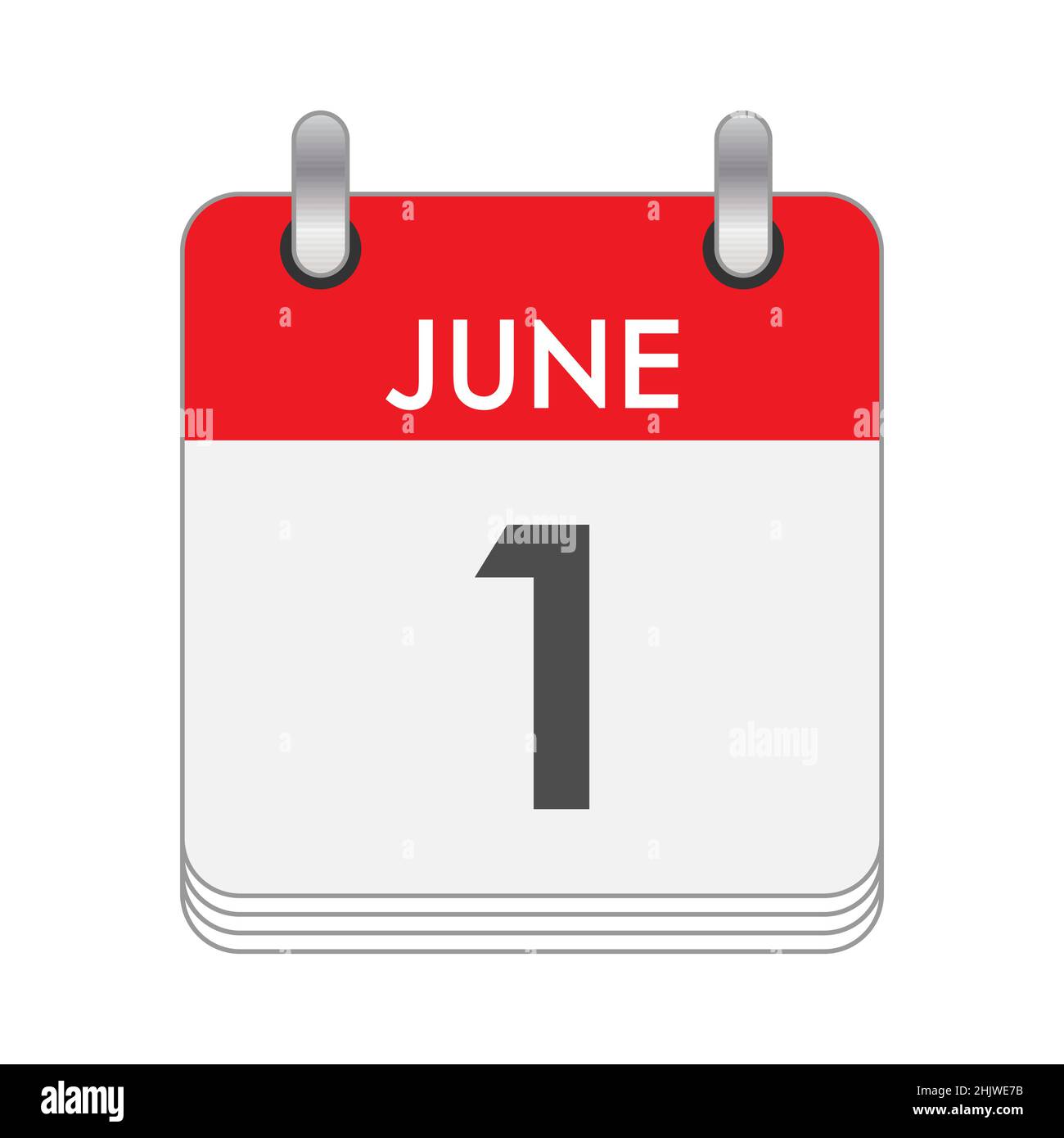 JUNE 1. A leaf of the flip calendar with the date of JUNE 1. Flat style ...