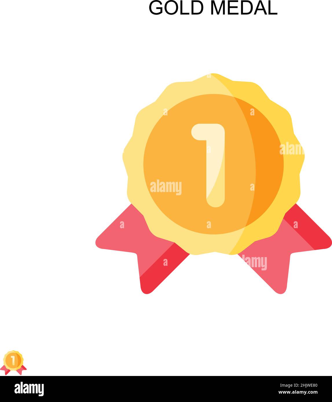 Gold medal Simple vector icon. Illustration symbol design template for ...