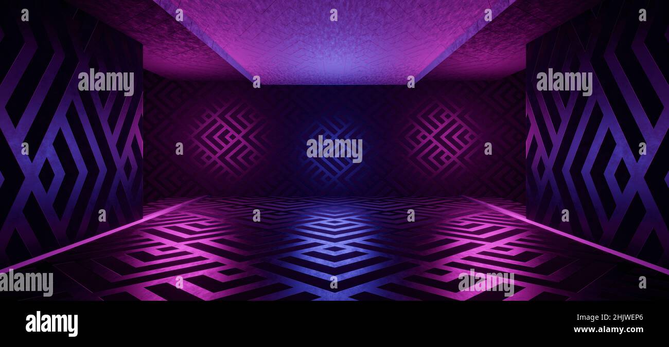 Futuristic Technology Hall Or Corridor Advanced Night with Dark Magenta ...