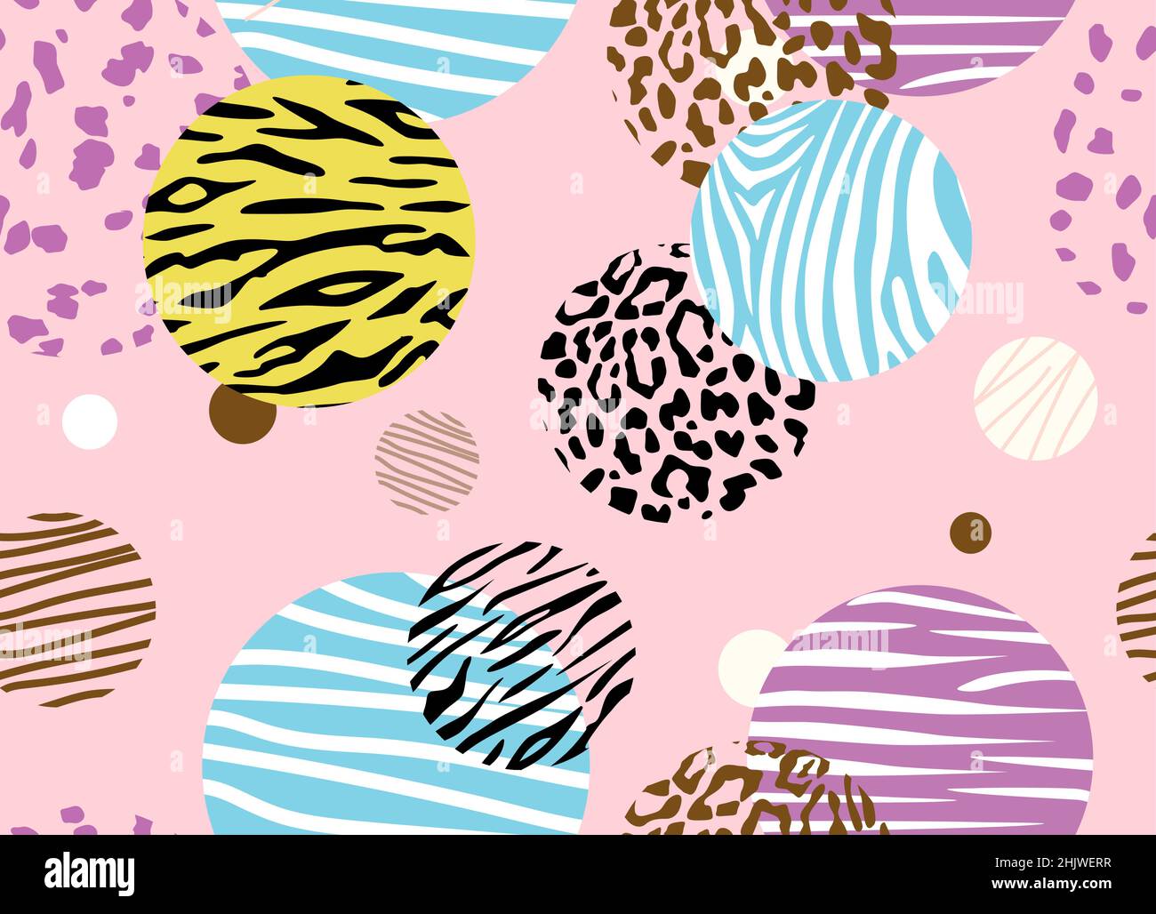 Abstract geometric seamless pattern with animal print and circles ...