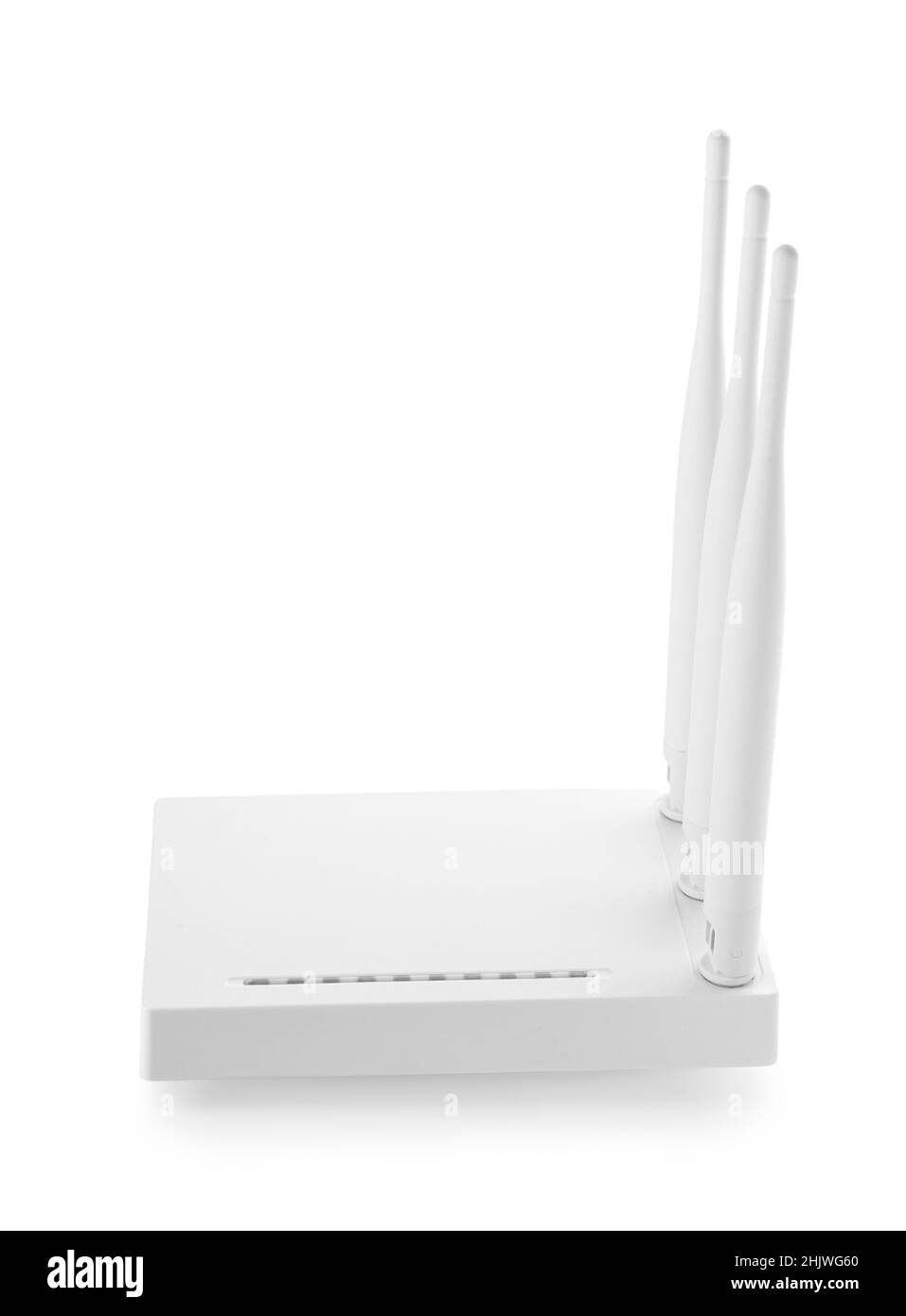 Wi-Fi router with antennas on white background Stock Photo - Alamy