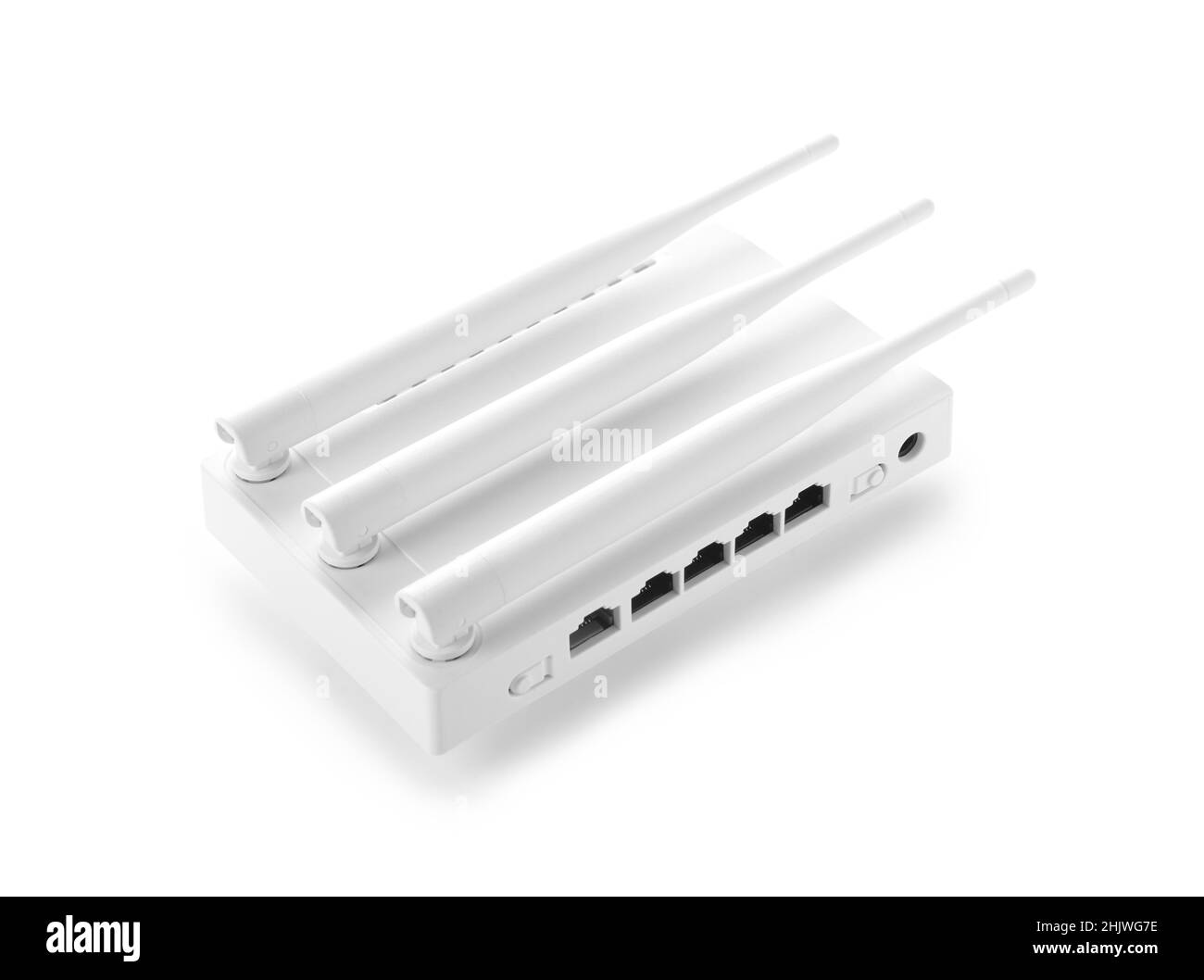 Wi-Fi router with antennas on white background Stock Photo - Alamy