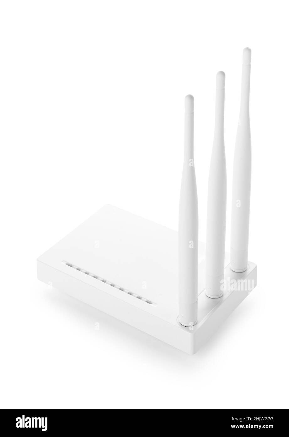 Wi-Fi router with antennas on white background Stock Photo - Alamy