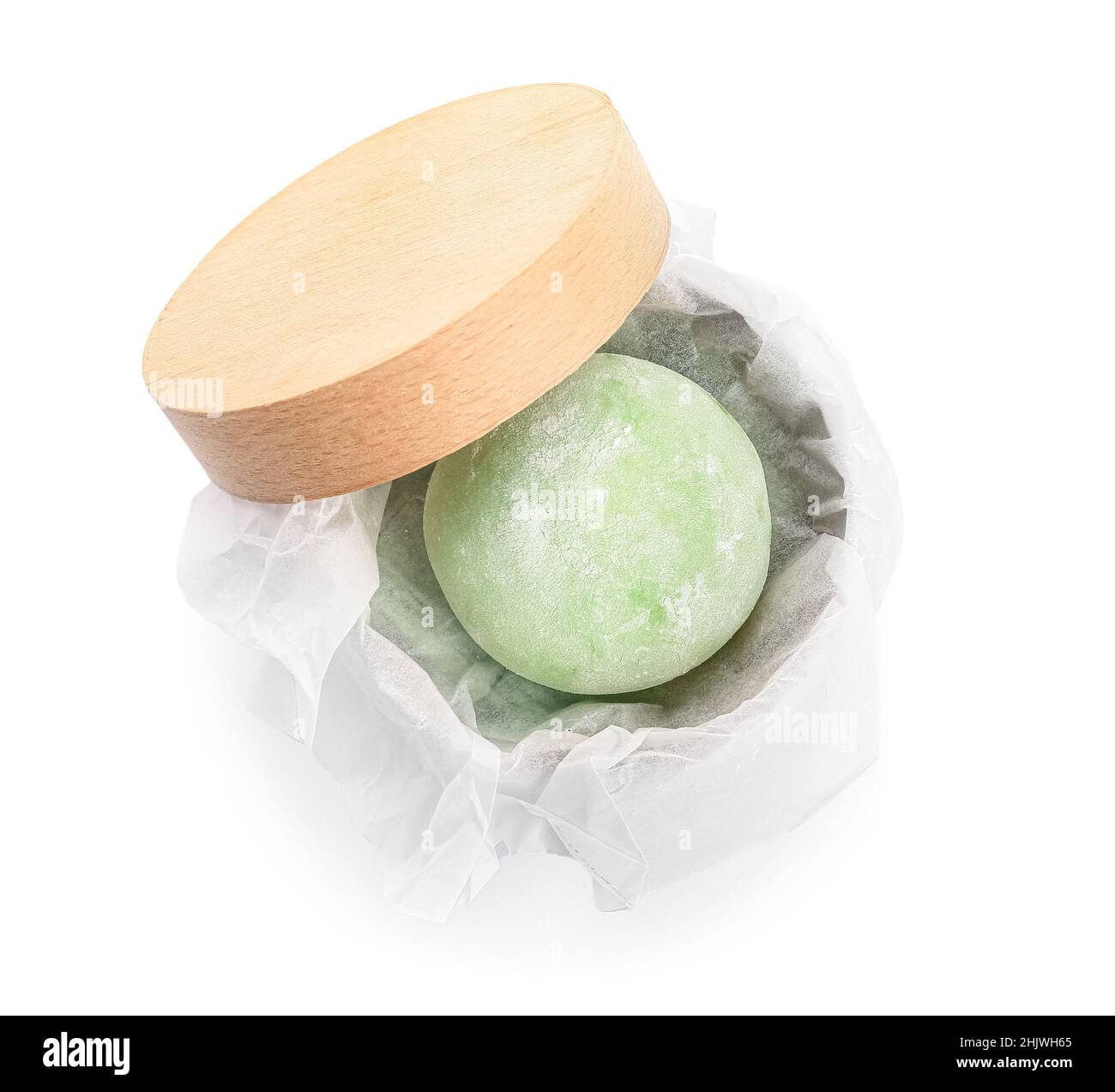 Wooden box with delicious mochi on white background Stock Photo - Alamy