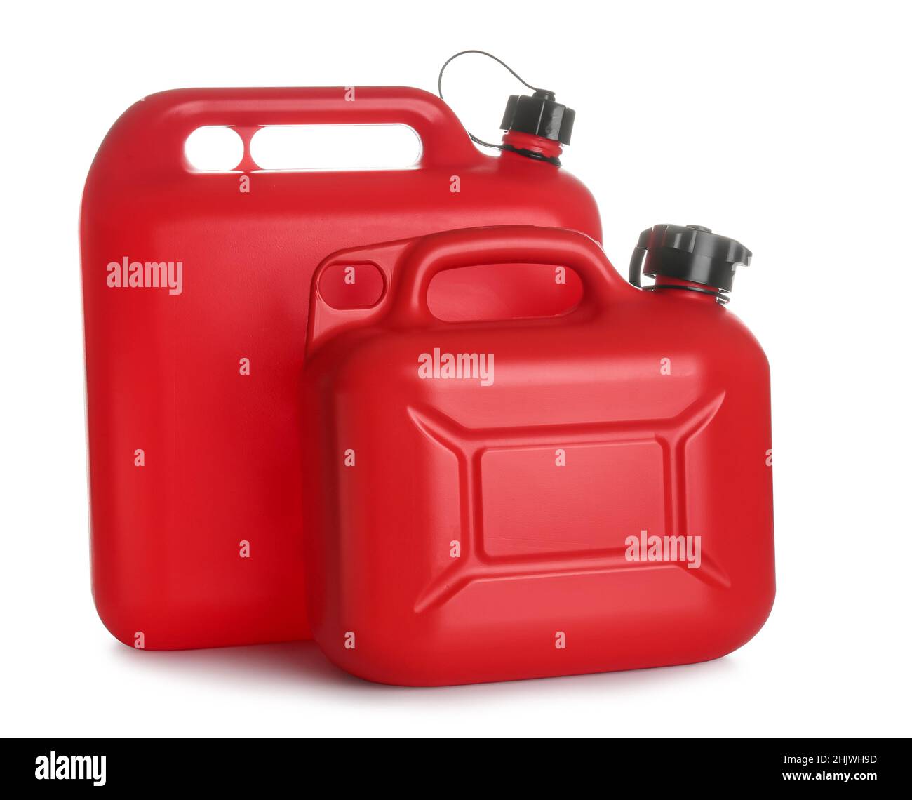 Plastic canisters on white background Stock Photo - Alamy