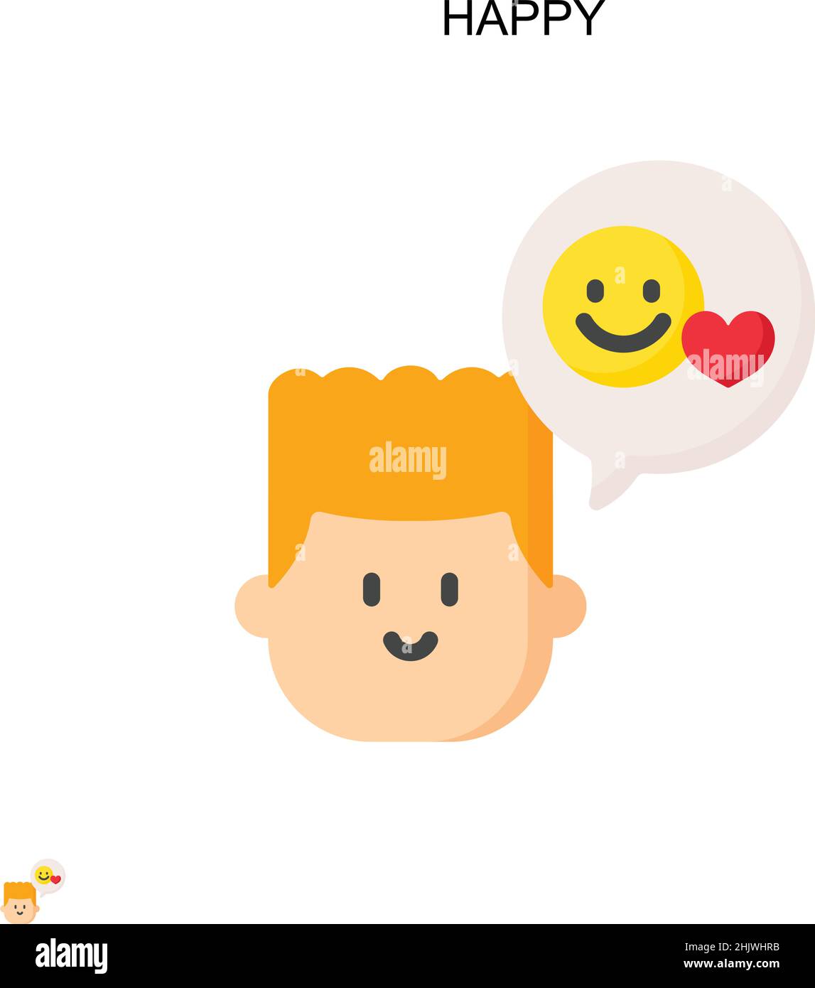 Happy Simple vector icon. Illustration symbol design template for web ...