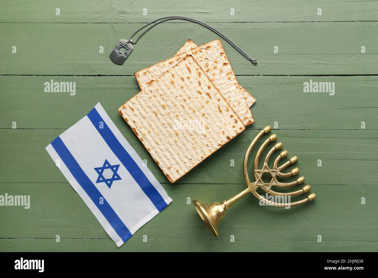Composition with symbols of Judaism on wooden background Stock Photo ...