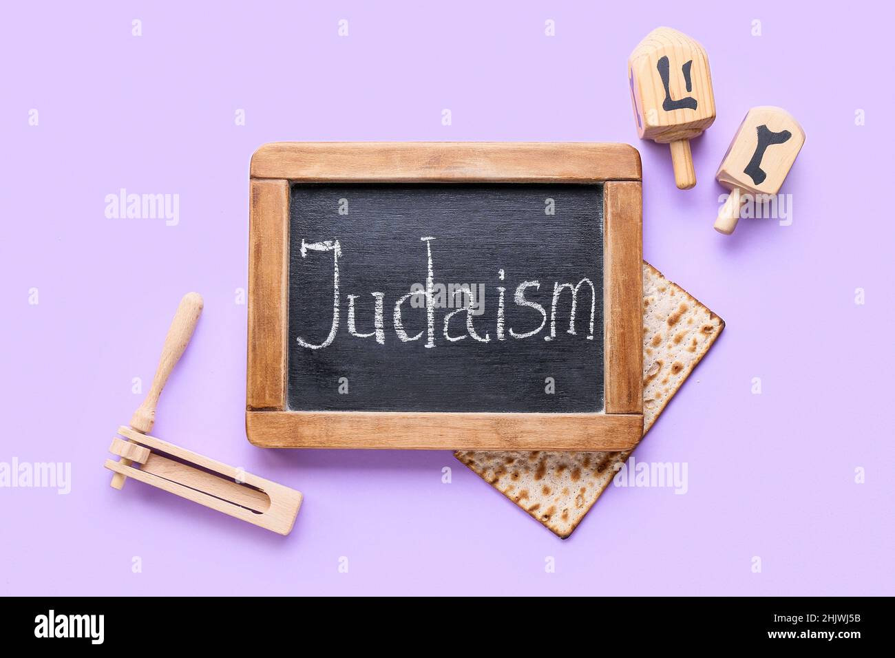 Composition with symbols of Judaism on color background Stock Photo - Alamy