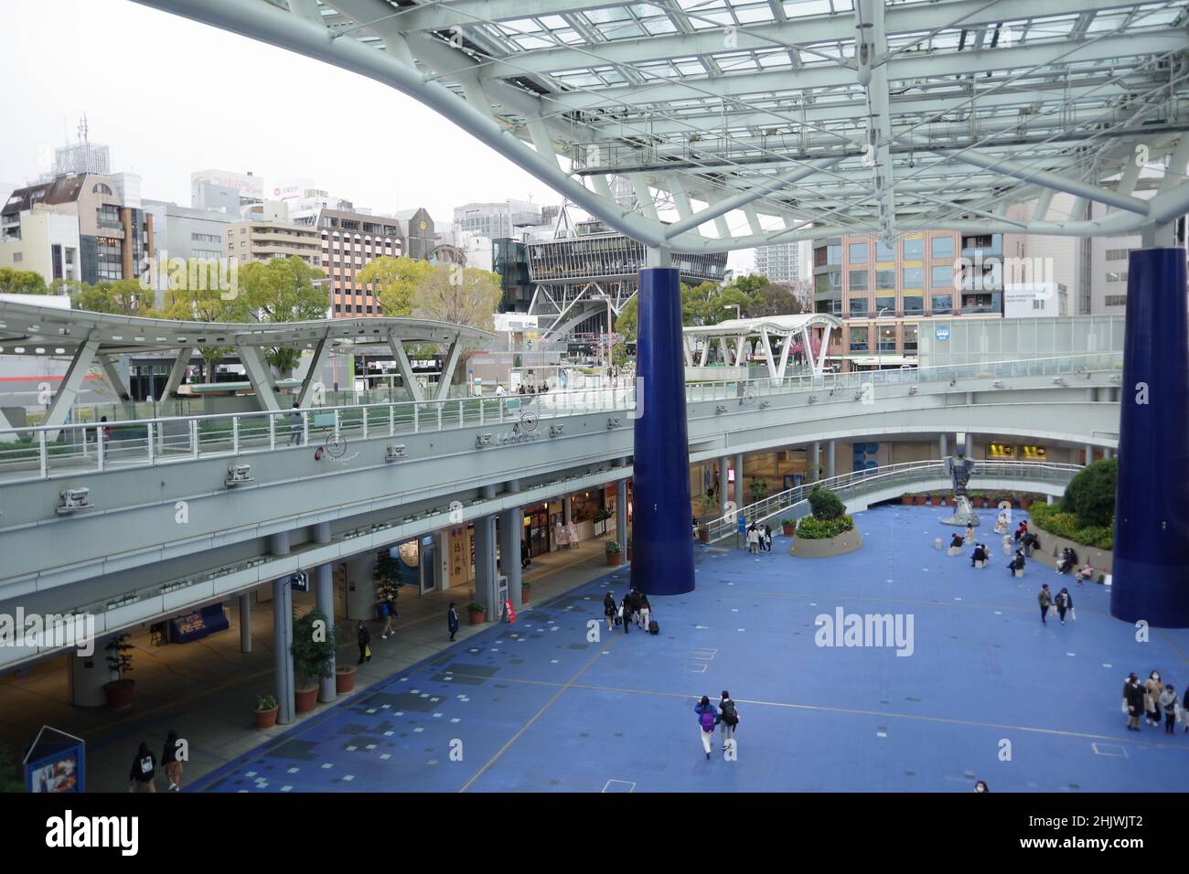 nagoya, japan, 2021/07/07 , Oasis 21, Oval-shaped complex with a glass ...