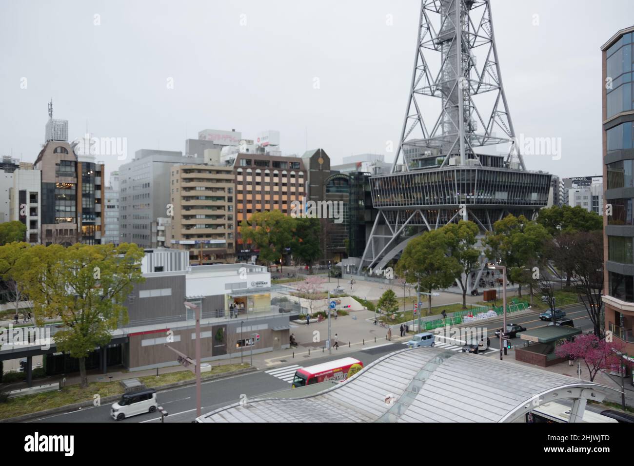 nagoya, japan, 2021/07/07 , view from Oasis 21, Oval-shaped complex ...